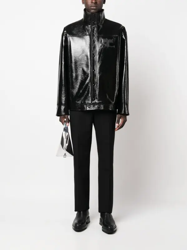 COURREGES Logo-patch Faux-leather Jacket