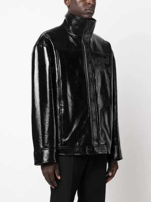 COURREGES Logo-patch Faux-leather Jacket