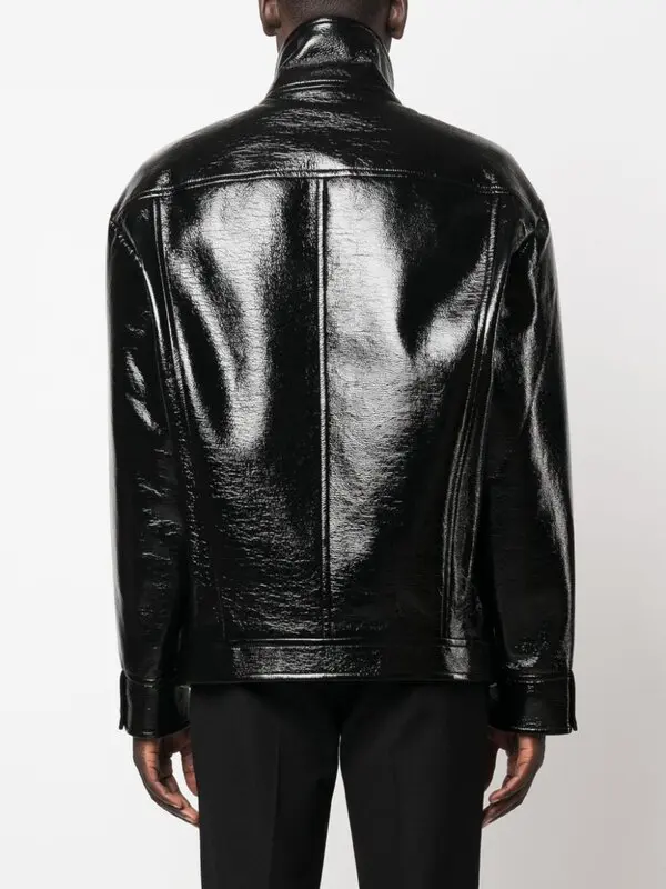 COURREGES Logo-patch Faux-leather Jacket