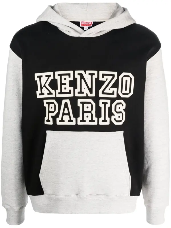 Kenzo Colour-block Stretch-cotton Hoodie - Black
