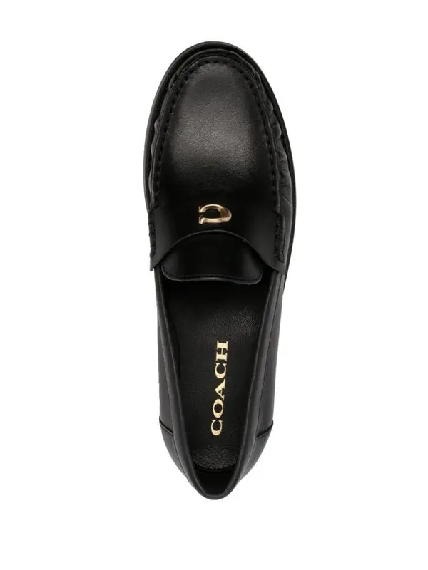 Coach Logo-Plaque Leather Loafers In Black - 54% Off  display picture 3