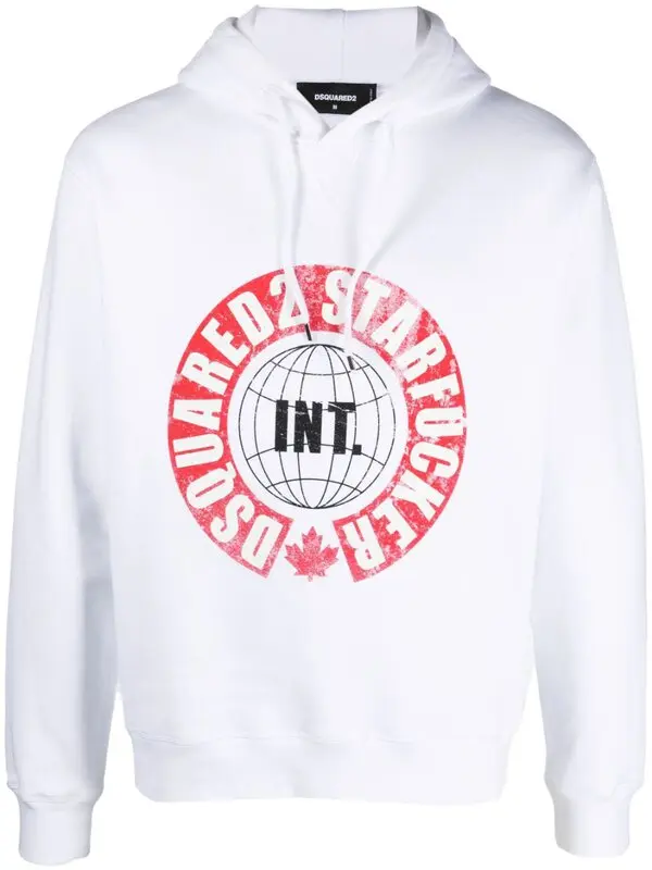 Dsquared2 Graphic-print Cotton Hoodie - White