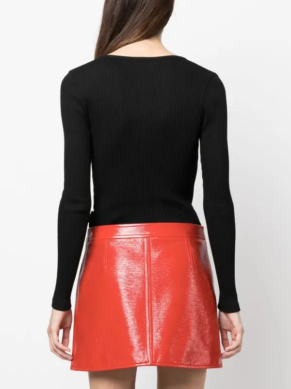 COURREGES Logo-embroidered Henley Bodysuit - Black