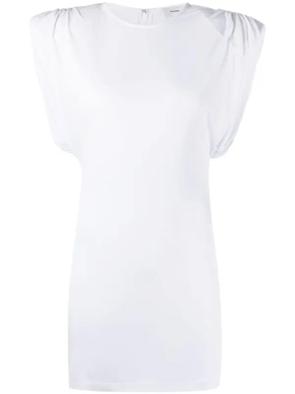 Wardrobe.NYC Sheath Gathered-detail Sleeveless Minidress - White