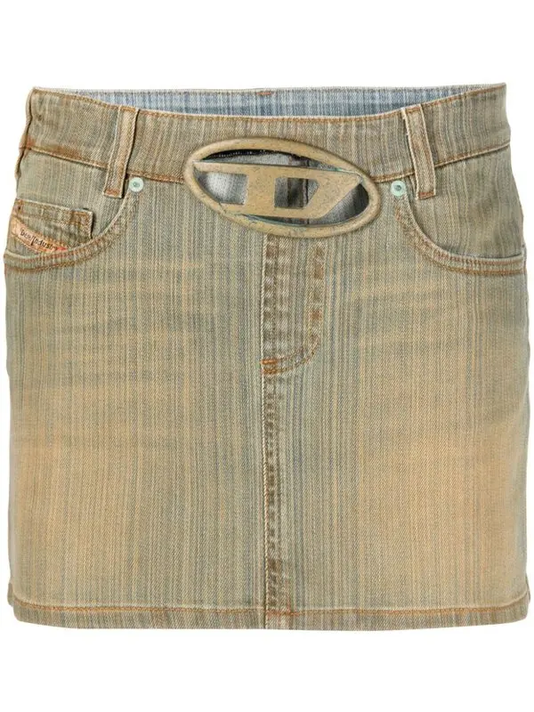 DIESEL® Oval D-buckle Denim Skirt