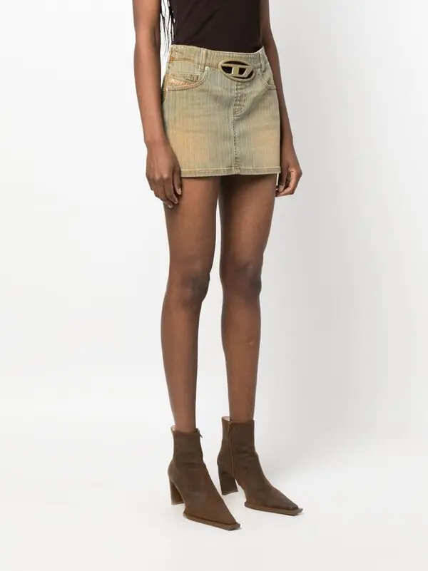 DIESEL® Oval D-buckle Denim Skirt