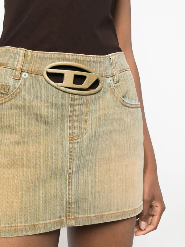 DIESEL® Oval D-buckle Denim Skirt