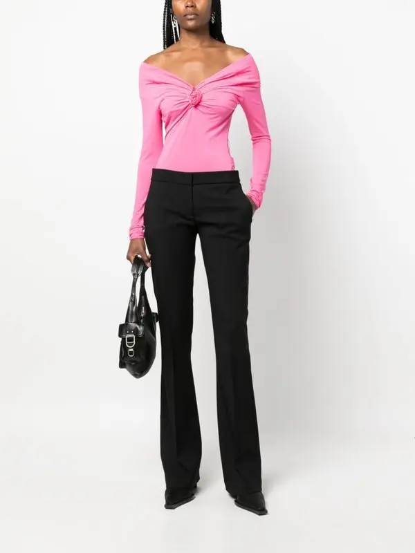 Blumarine Rose-appliqué Long-sleeved Blouse