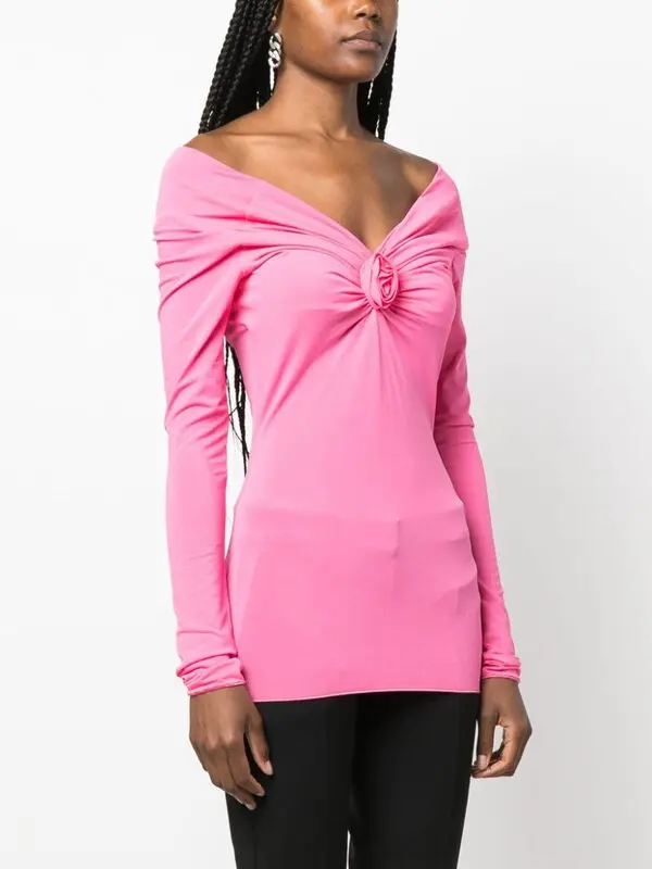 Blumarine Rose-appliqué Long-sleeved Blouse