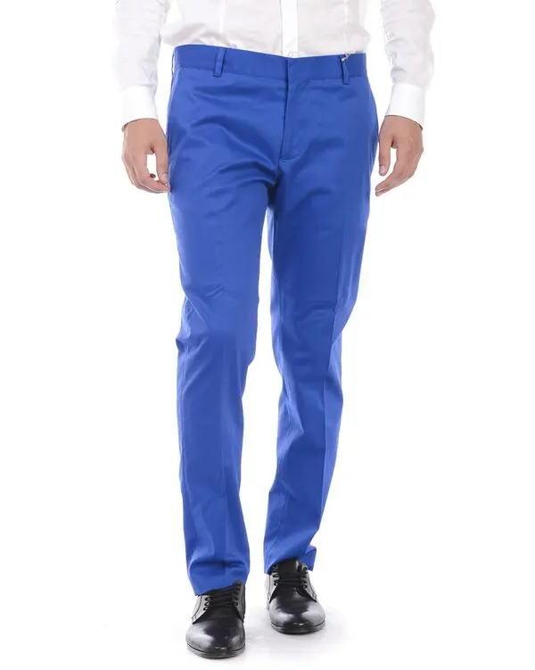 DANIELE ALESSANDRINI Flat Front Trousers - Blue