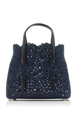 Alaïa Mina Laser-cut Denim Top Handle Bag