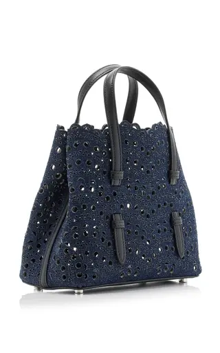 Alaïa Mina Laser-cut Denim Top Handle Bag