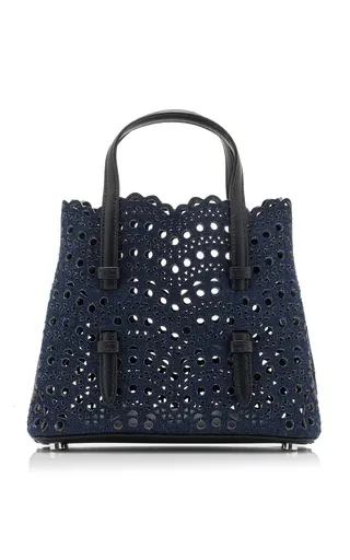 Alaïa Mina Laser-cut Denim Top Handle Bag