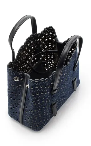 Alaïa Mina Laser-cut Denim Top Handle Bag