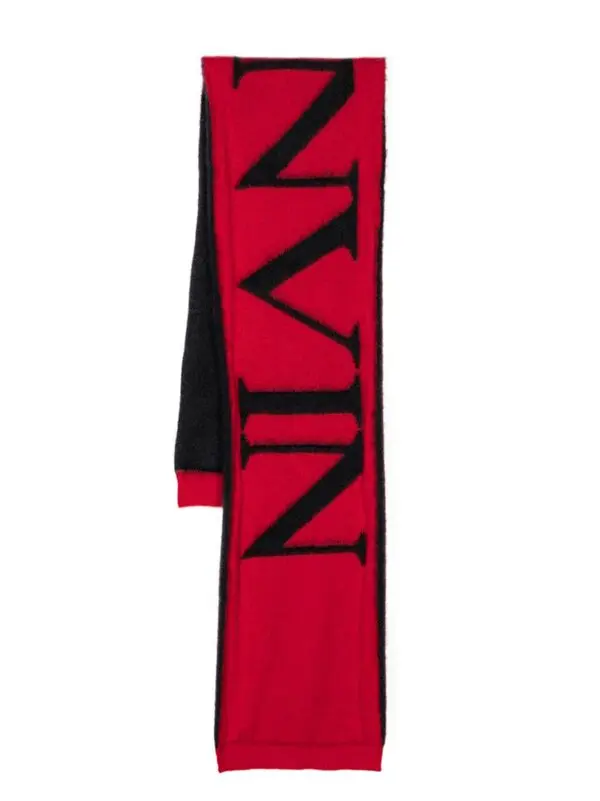 LANVIN Brushed Intarsia-knit Scarf - Red