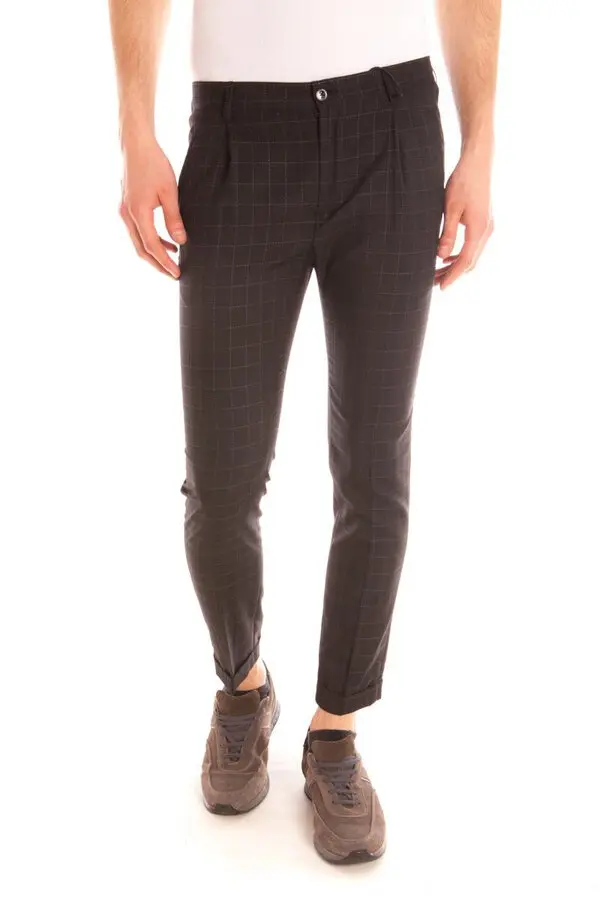 DANIELE ALESSANDRINI Pleated Checkered Trousers
