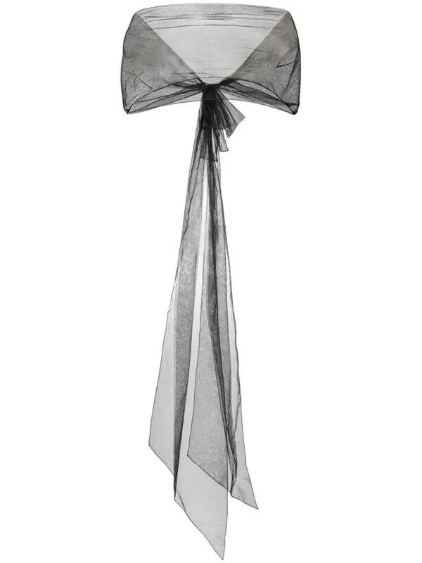 MAISON MARGIELA Bow-detail Tulle Stole - Black