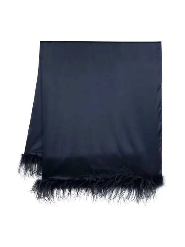 STYLAND Ostrich-feather Satin Scarf - Blue