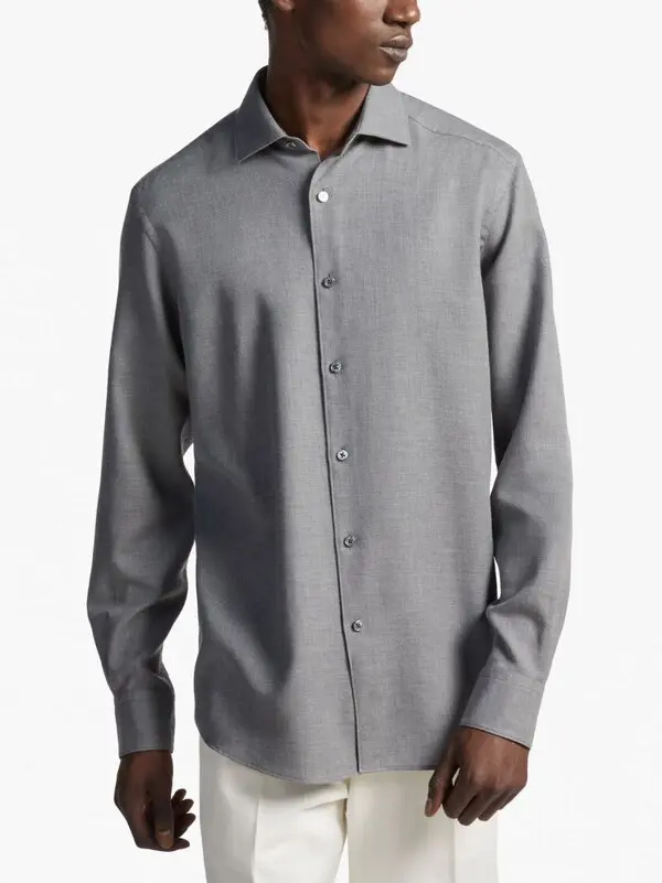 Zegna Cashco Cotton-cashmere Shirt - Grey