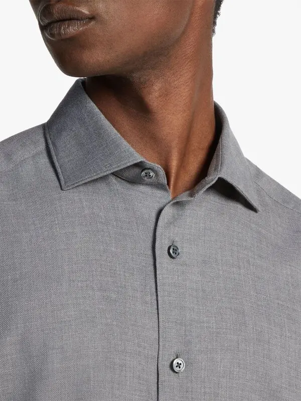 Zegna Cashco Cotton-cashmere Shirt - Grey