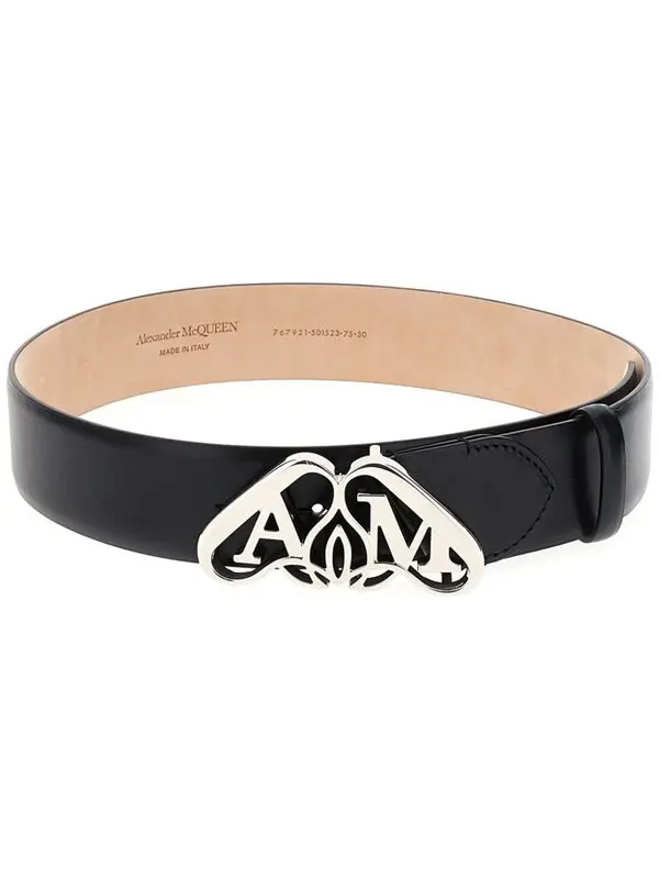Alexander McQueen Seal-logo Leather Belt - Black