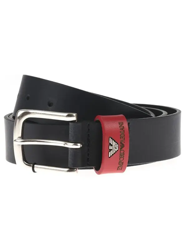 Emporio Armani Buffalo Skin Belt - Black