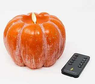 LUMINARA Pumpkin Figural Flameless Candle With Emote Control - One-color