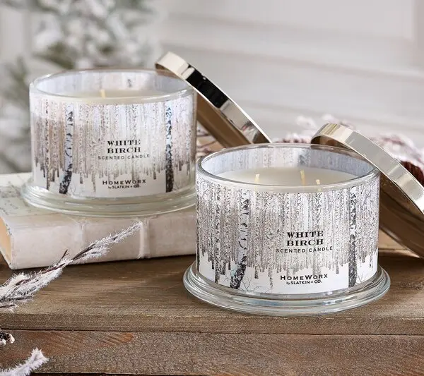 HOMEWORX BY SLATKIN + CO. As Is Homeworx Slatkin & Co. S/2 White Birch Candles - One-color