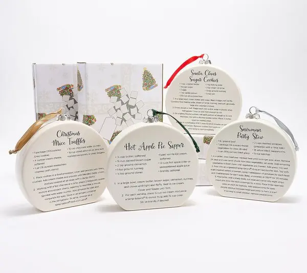 TEMP-TATIONS As Is Set Of 4 David's Recipe Ornaments - One-color