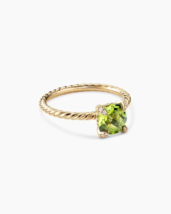 David Yurman 18k Yellow Gold Chatelaine Ring With And Diamonds - Peridot