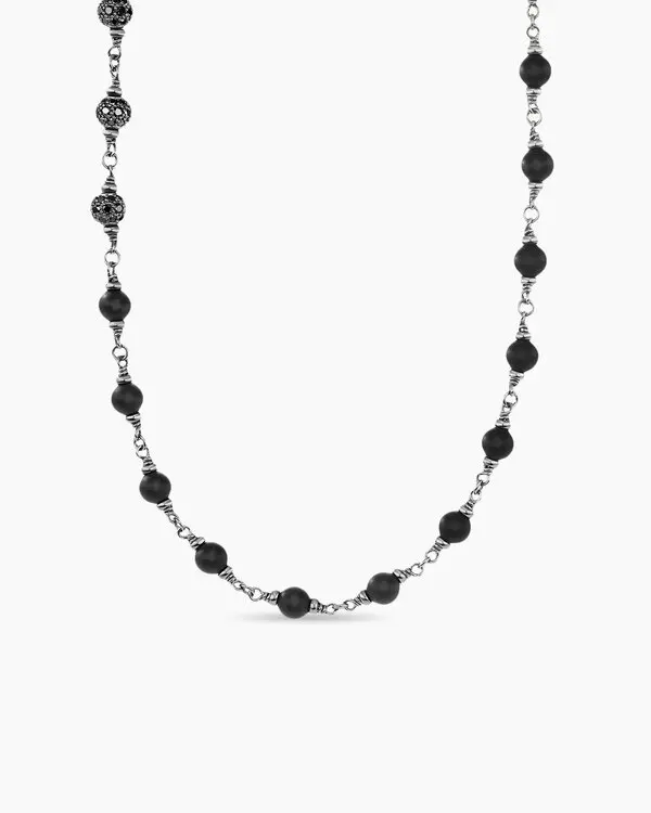 David Yurman Spiritual Beads Necklace With Tiger's Eye And Diamonds - Black Onyx/black Diamonds