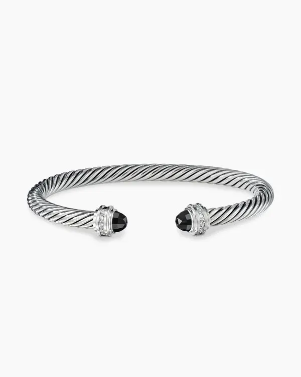 David Yurman Classic Cable Bracelet With And Diamonds - Black Onyx