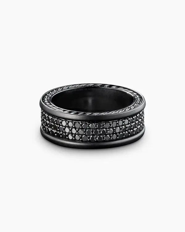 David Yurman Streamline® Pavé Three Row Band Ring - Black Diamond