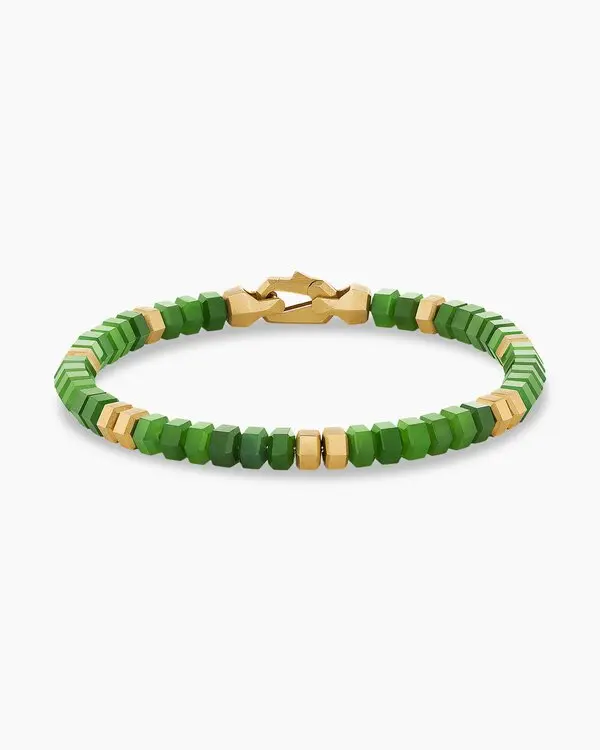 David Yurman Hex Bead Bracelet With Red Tiger’s Eye And 18k Yellow Gold - Nephrite Jade