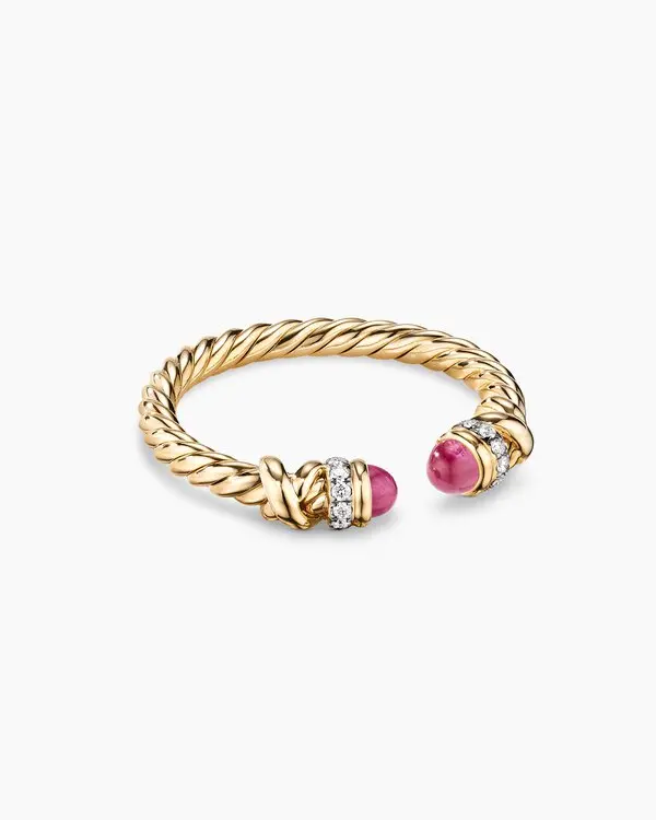 David Yurman Petite Helena 18k Yellow Gold Ring With And Diamonds - Ruby