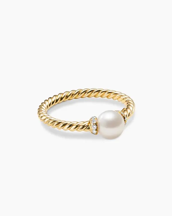 David Yurman Petite Solari Station Ring - Akoya White Pearl