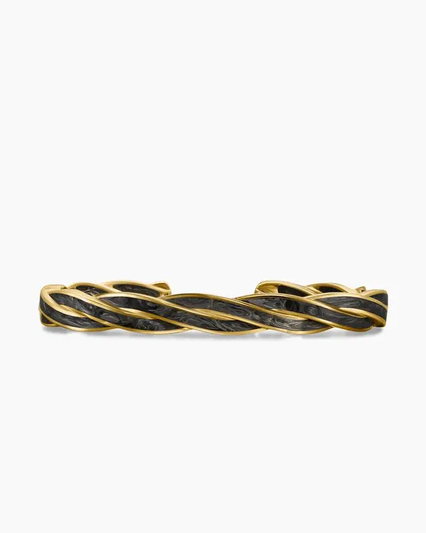 David Yurman Dy Helios™ Cuff Bracelet In 18k Yellow Gold - Forged Carbon