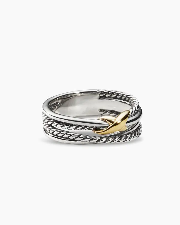 David Yurman X Crossover Band Ring - Sterling Silver/18k Yellow Gold