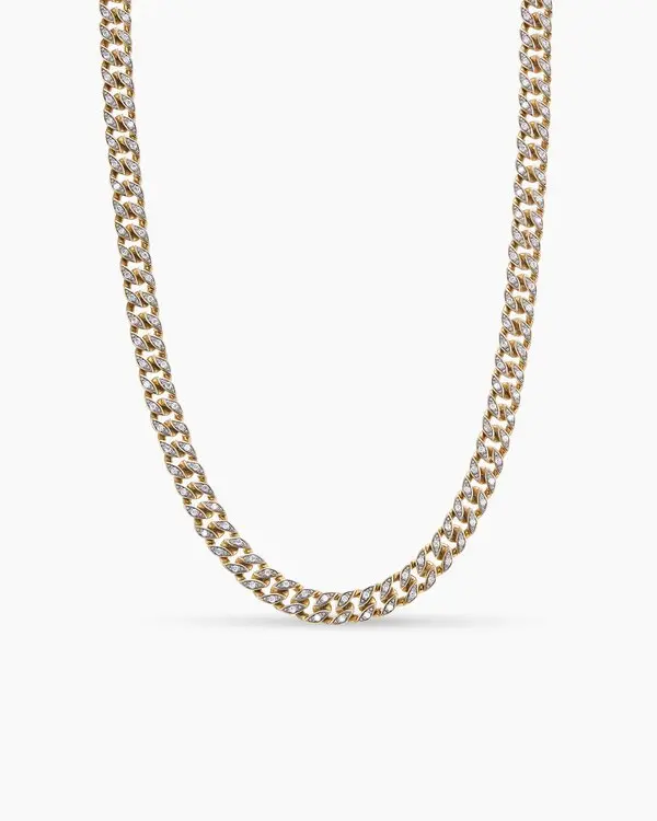 David Yurman 18k Yellow Gold Curb Chain Necklace With Diamonds - Diamond