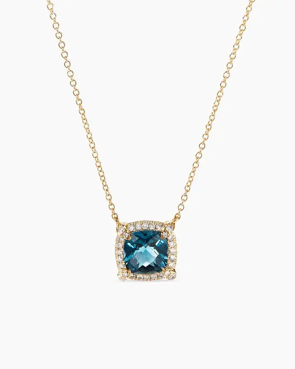 David Yurman Petite Chatelaine And Diamond Pendant Necklace - Hampton Blue Topaz