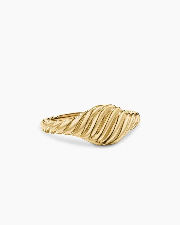 David Yurman 18k Yellow Gold Sculpted Cable Micro Pinky Ring - All 18k Yellow Gold