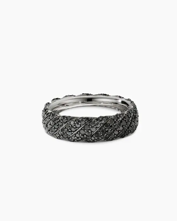 David Yurman Sculpted Cable Pavé Band Ring - Black Diamond