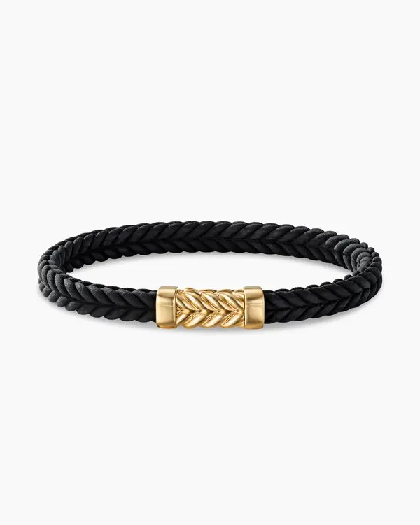 David Yurman Chevron Bracelet With 18k Yellow Gold - Black Rubber