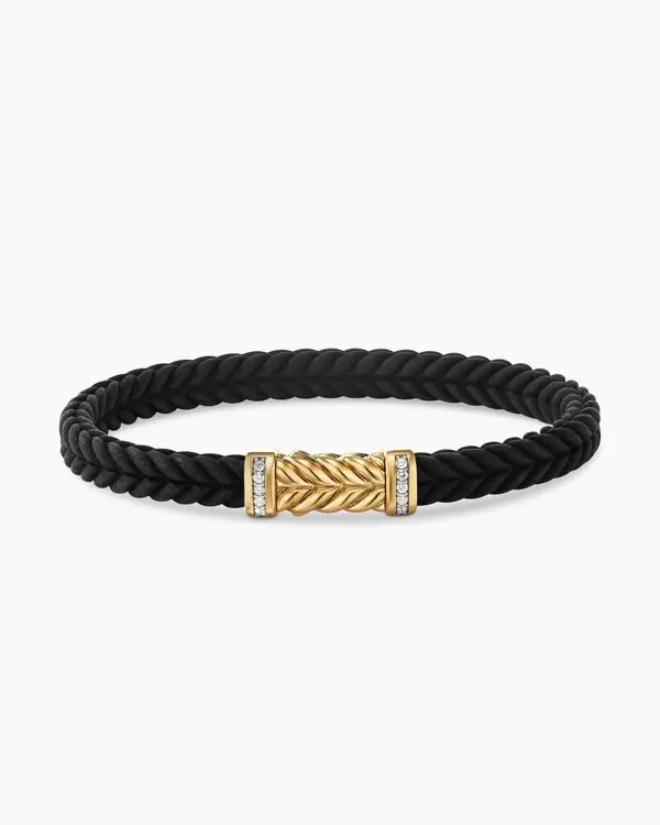 David Yurman Chevron Bracelet With 18k Yellow Gold - Diamond Rubber