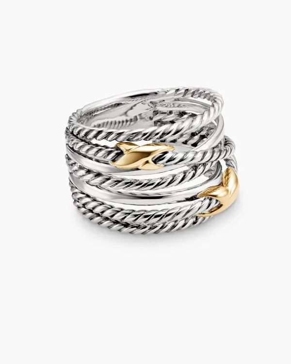 David Yurman Double X Crossover Ring - Sterling Silver/18k Yellow Gold