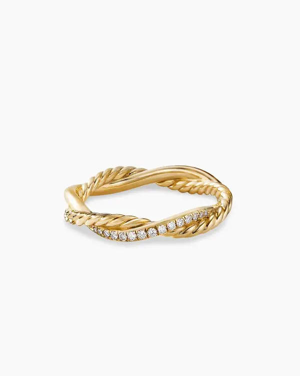 David Yurman 18k Yellow Gold Infinity Band Ring With Diamonds - Diamond