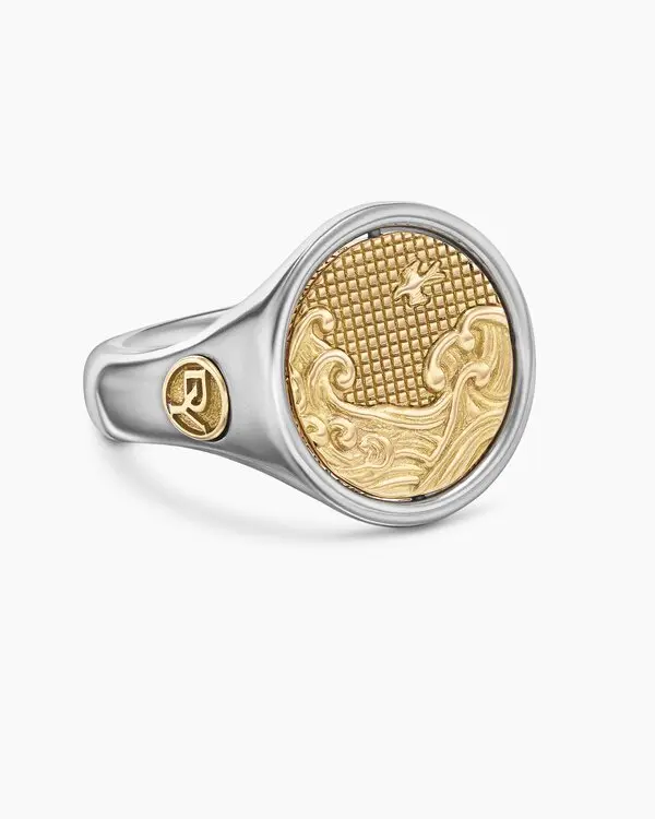 David Yurman Duality Signet Ring - Sterling Silver/18k Yellow Gold