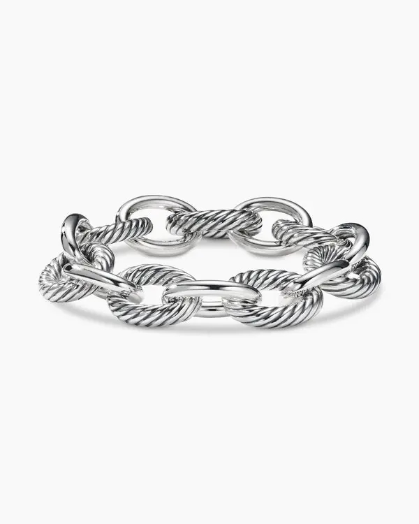 David Yurman Sterling Silver Oval Link Chain Bracelet - All Sterling Silver