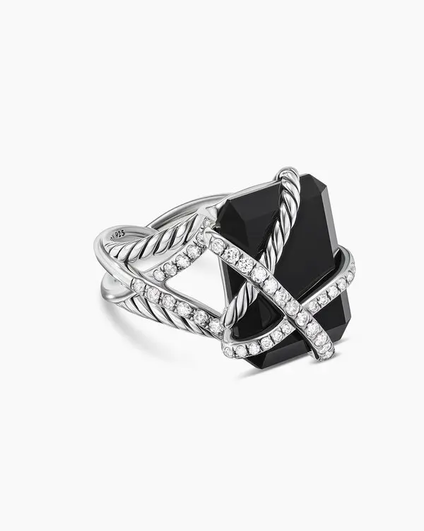 David Yurman Cable Wrap Ring With Diamonds - Black Onyx