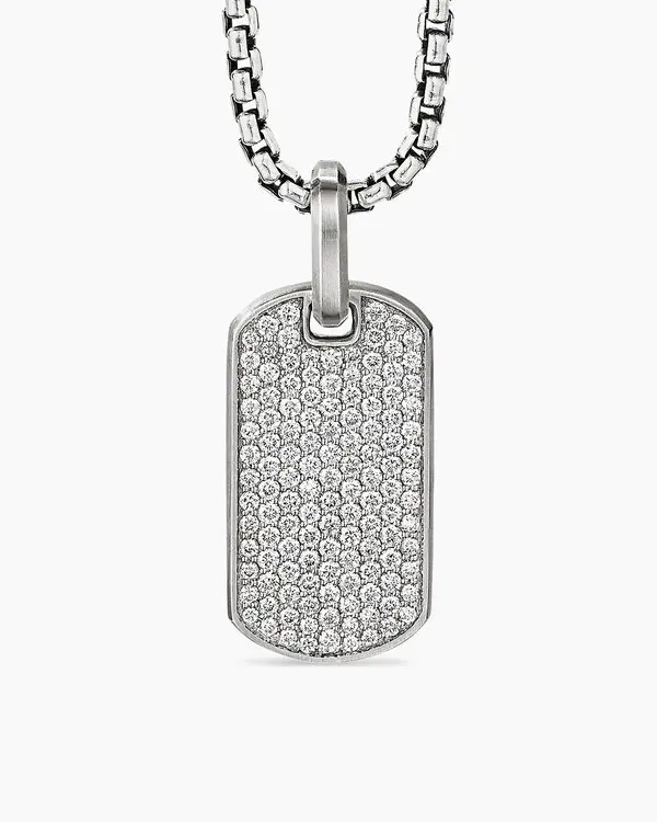 David Yurman Sterling Silver Chevron Tag - Diamond